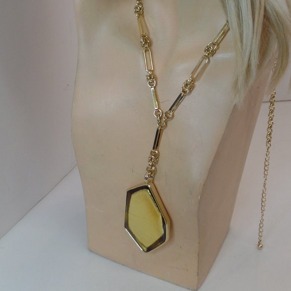 Chico's | Jewelry | Chicos Chunky Goldtone Y Chain Resin Filled Pendant ...